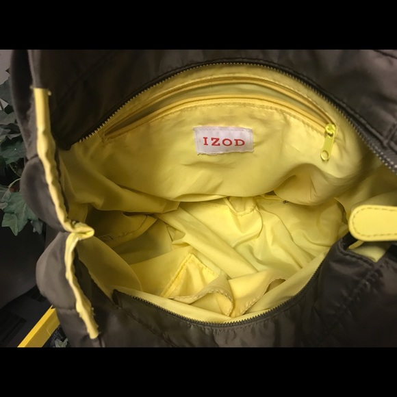 Izod | Bags | Izod Gold Logo Nylon Topzip Hobo Bag Guc | Poshmark